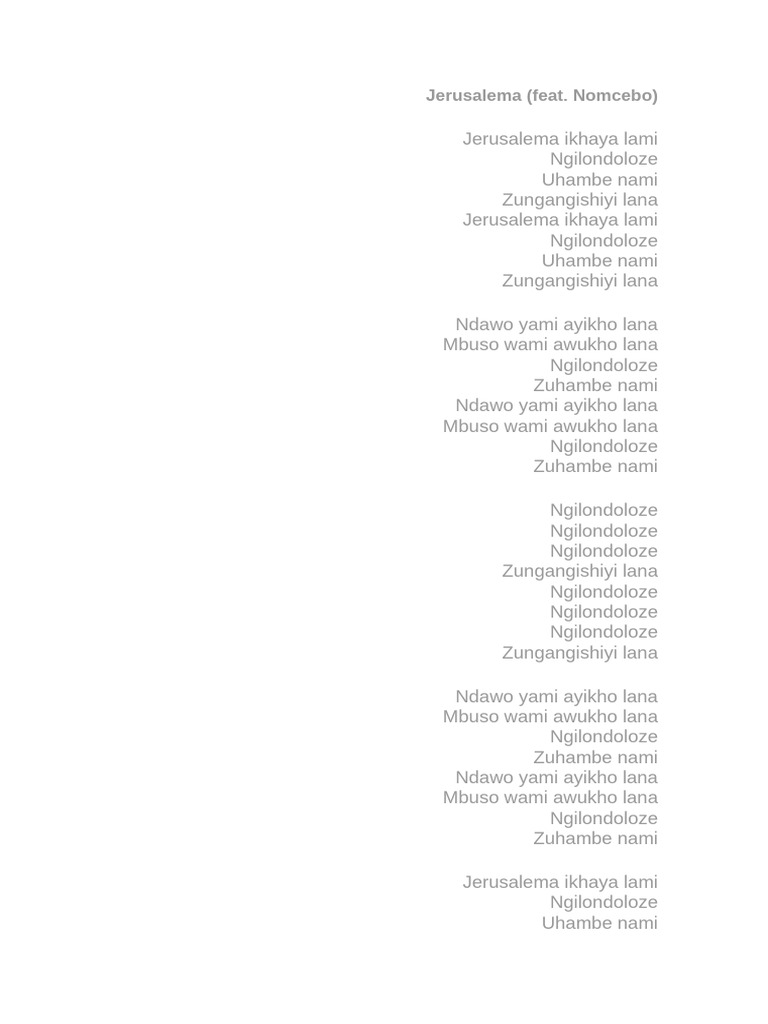 Jerusalema Letra | PDF