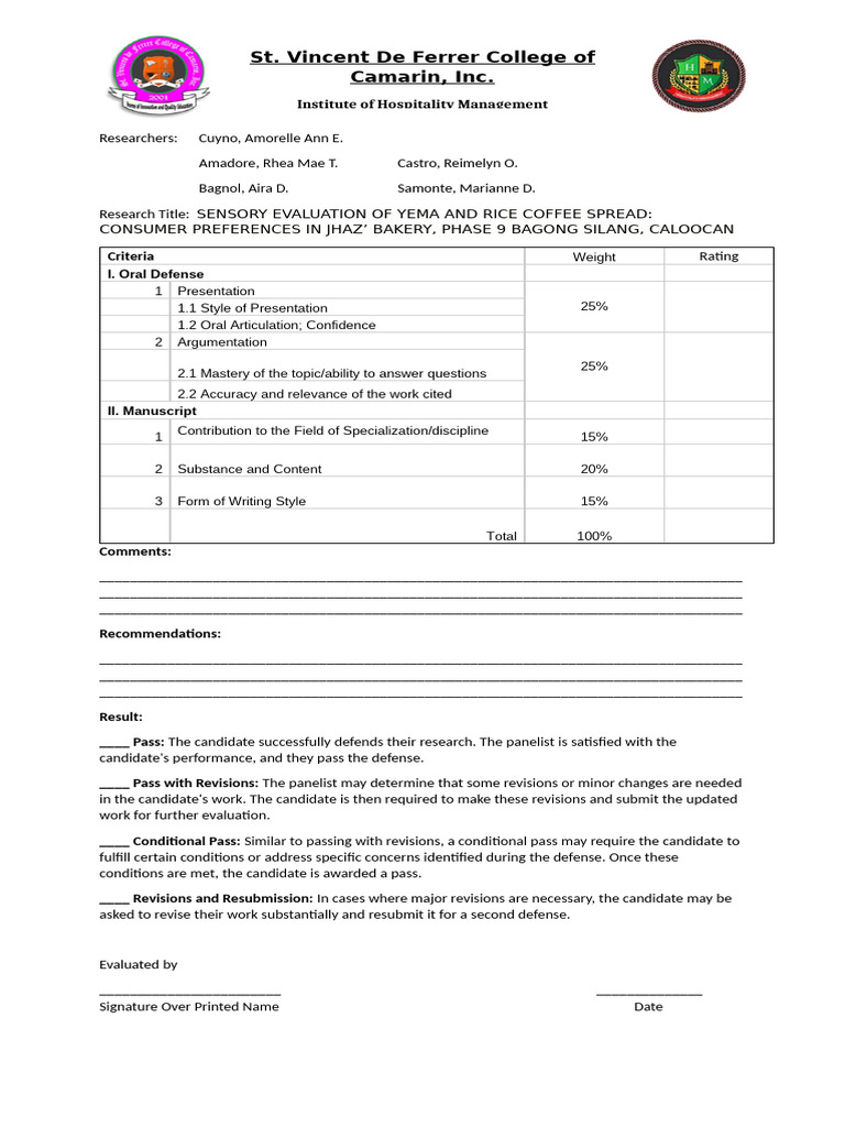 HPC 10 Evaluation Sheet | PDF