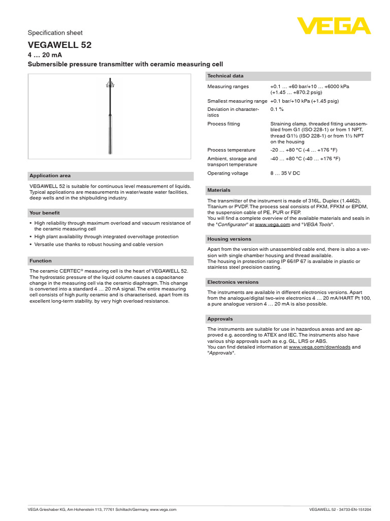 EN VEGAWELL 52 4 20 Ma | PDF | Power Supply | Electrical Engineering