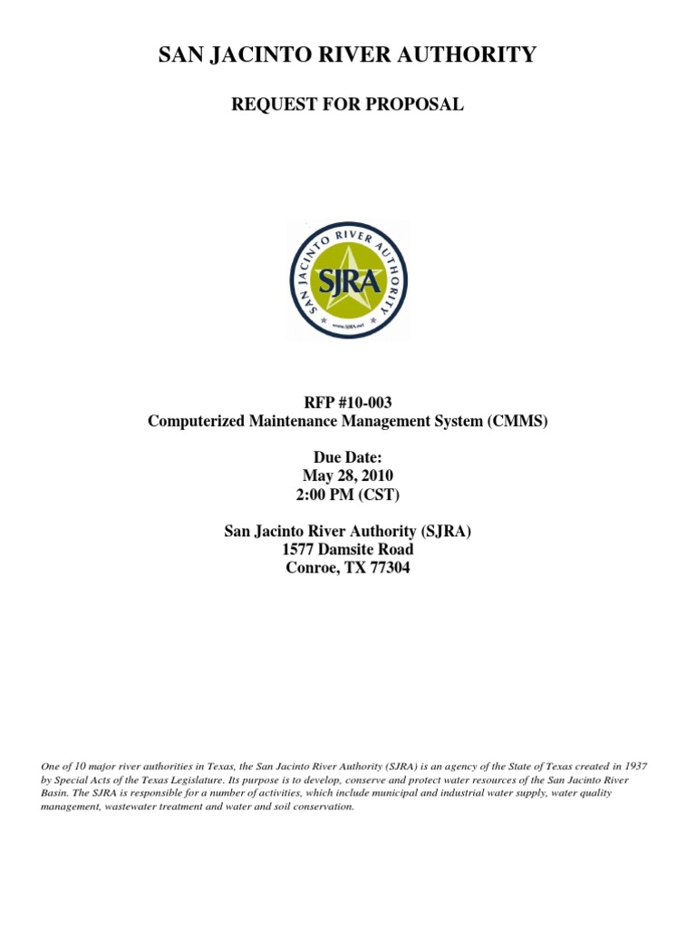 10-003 RFP For CMMS System | Download Free PDF | Request For Proposal ...