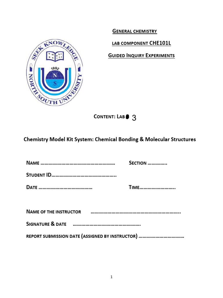 Lab 3 - Experiment 2 - Spring2024 | PDF | Chemical Bond | Molecules