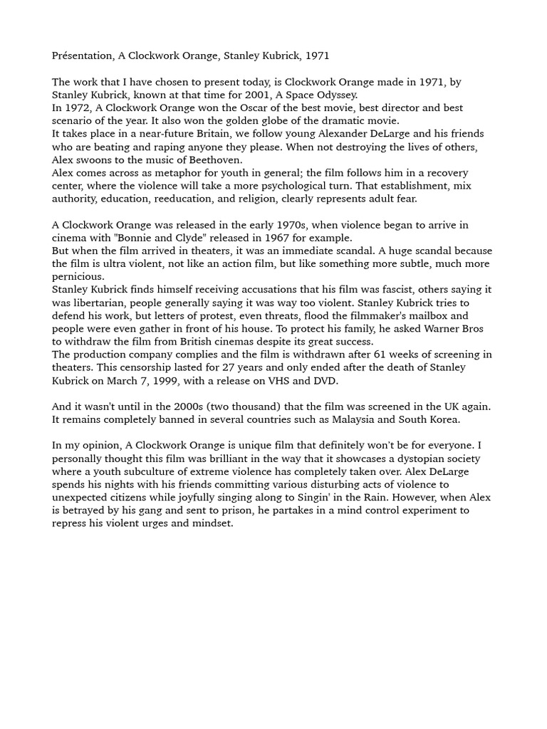 A Clockwork Orange Llce | PDF