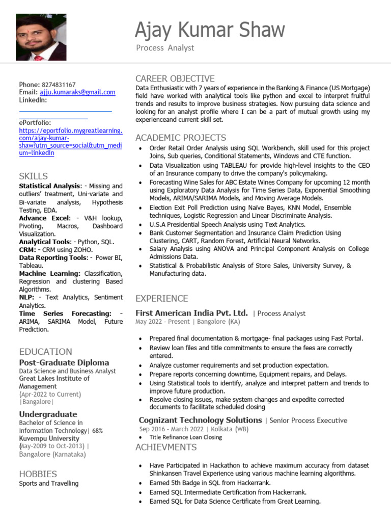 Ajay Resume | PDF | Analytics | Data Analysis