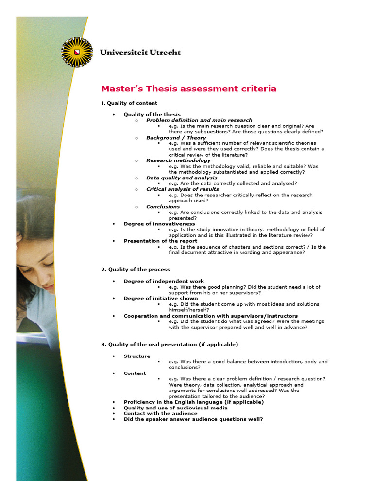 Masters Thesis Assessment Criteria | PDF | Methodology | Thesis
