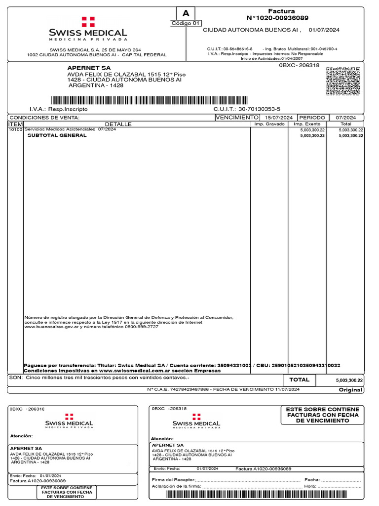 Apernet Sa: Subtotal General | PDF