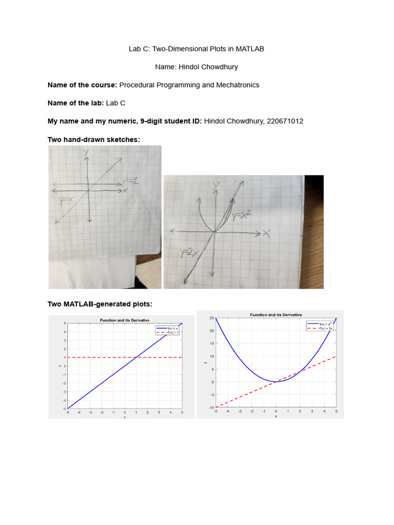 Lab C_ Two-Dimensional Plots in MATLAB | PDF
