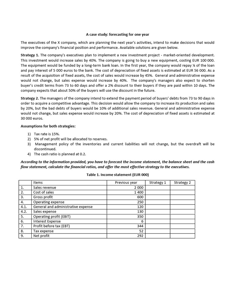 A Case Study Forecasting | PDF | Expense | Income Statement
