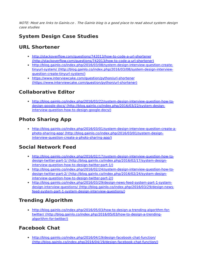 IP 10.9 System Design Case Studies (From Gainlo) | PDF | Software ...