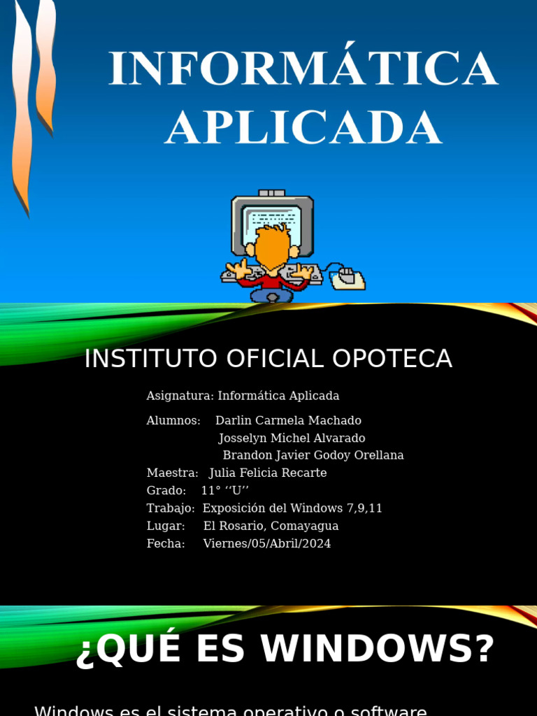 Exposicion Informatica Aplicada, Tipos de Windows 7 10 11 | PDF | Windows 10 | Microsoft Windows