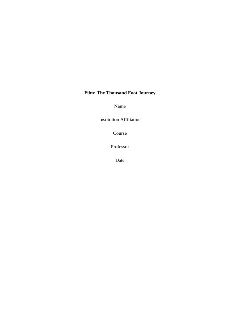 Final Copy. Assignment 2 Film The Thousand Foot Journey | PDF ...