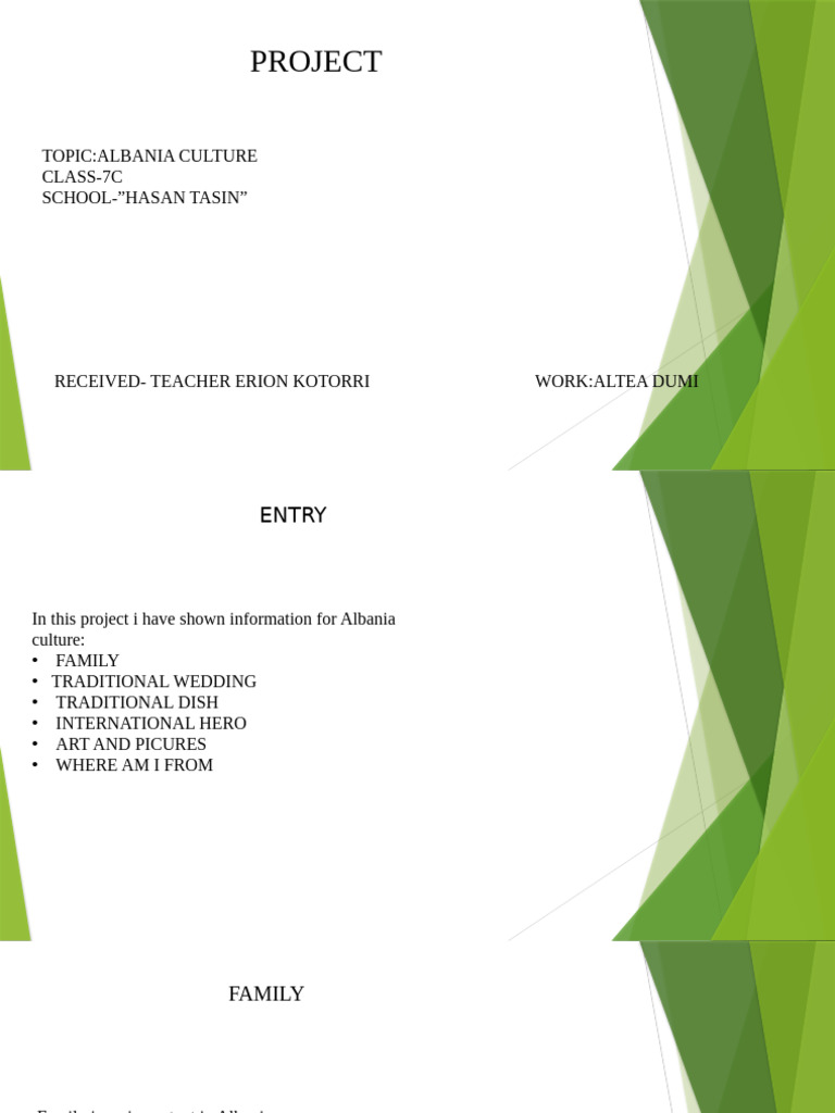 Project: Topic:Albania Culture Class-7C School-"Hasan Tasin" | PDF