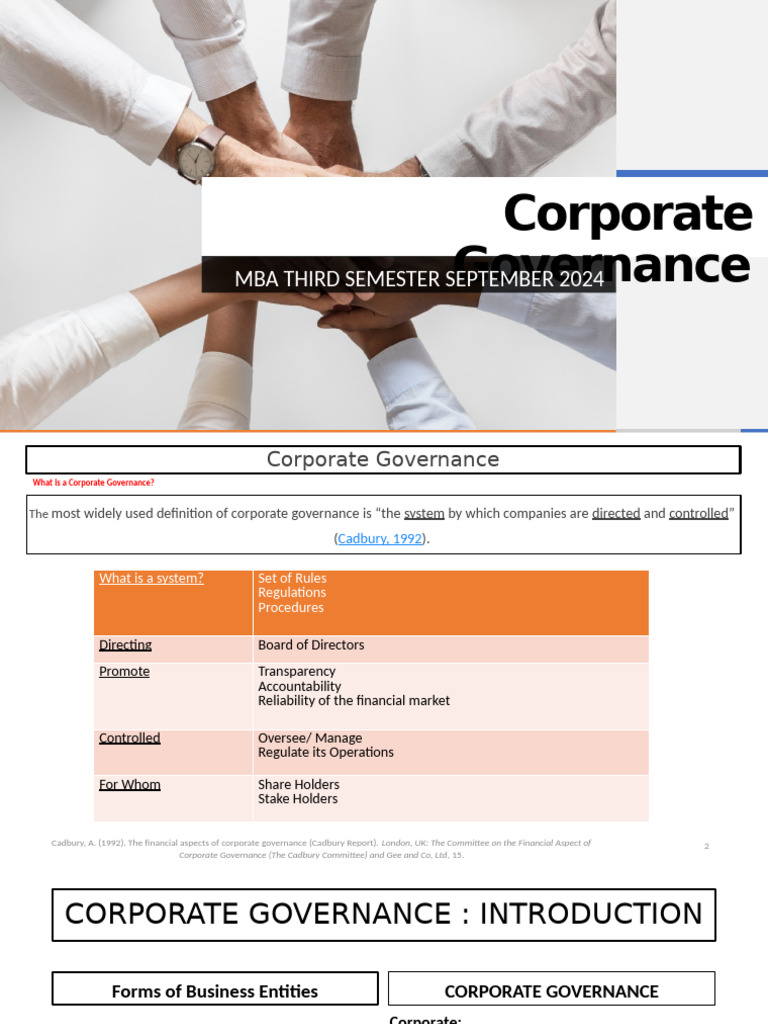 Corporate Governance - First Lecture | PDF | Corporate Governance | Governance