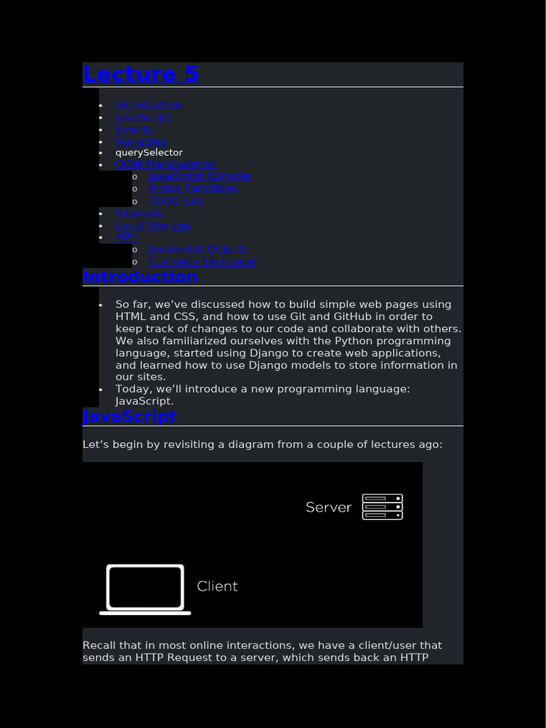 Lecture 5 Javascript | PDF | Java Script | World Wide Web Lecture 5 Javascript | PDF | Java Script | World Wide Web