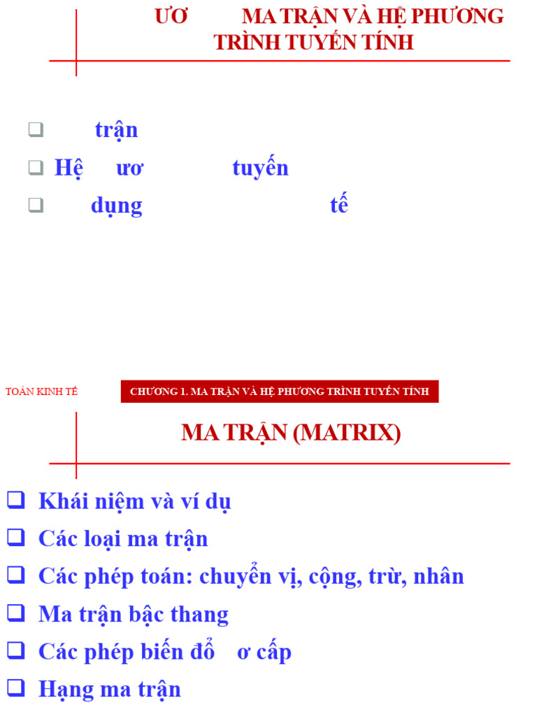 Chuong 1, Ma Tran Va He Phuong Trinh Tuyen Tinh | PDF