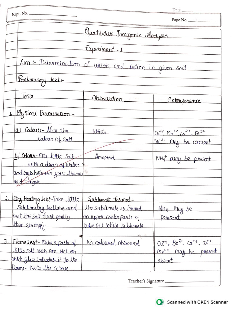 Chemistry Practical Record | PDF