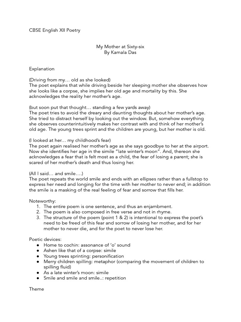 CBSE Class 12 Poetry Analysis | PDF | Poetry