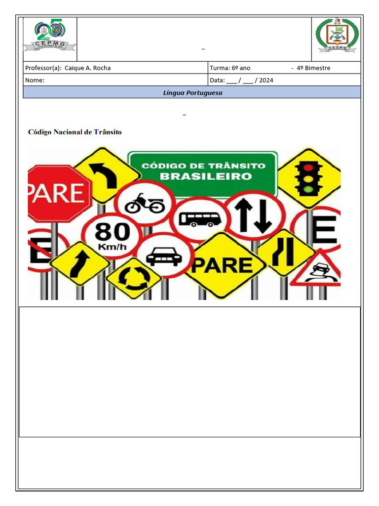 Atividade Sobre Gênro - Código de Transito | PDF | Tráfego