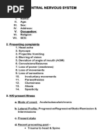 Case Taking Proforma - Central Nervous System | PDF | Anatomical Terms ...