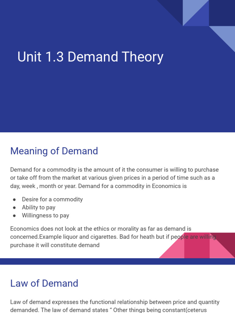 Unit 1.3 Demand Theory | PDF | Demand | Demand Curve