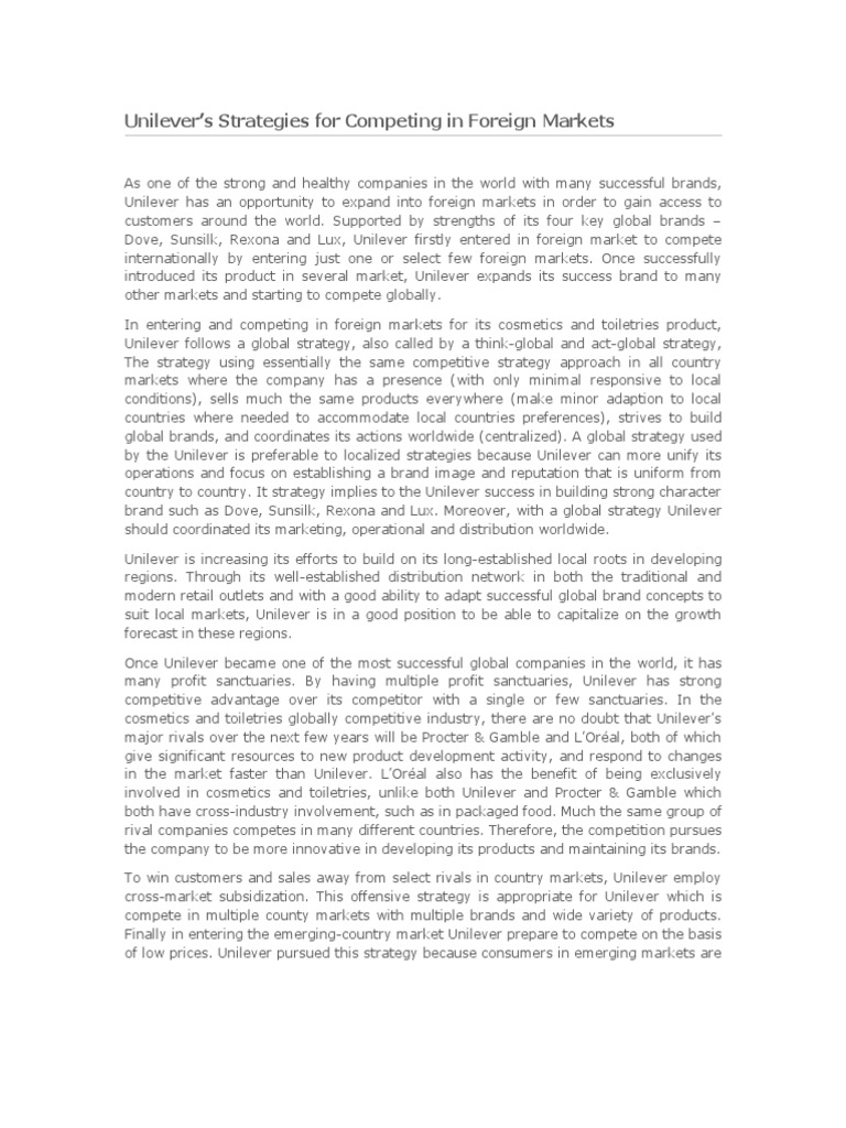 Unilever | PDF | Unilever | Competition