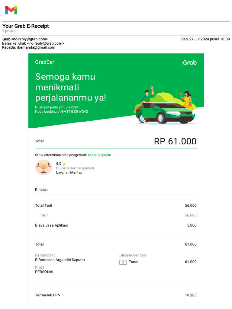 Gmail - Your Grab E-Receipt | PDF