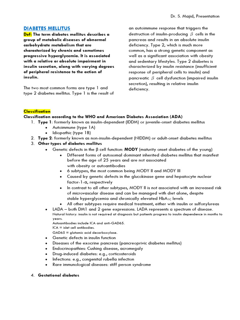 DM Notes FO | PDF | Diabetes | Insulin