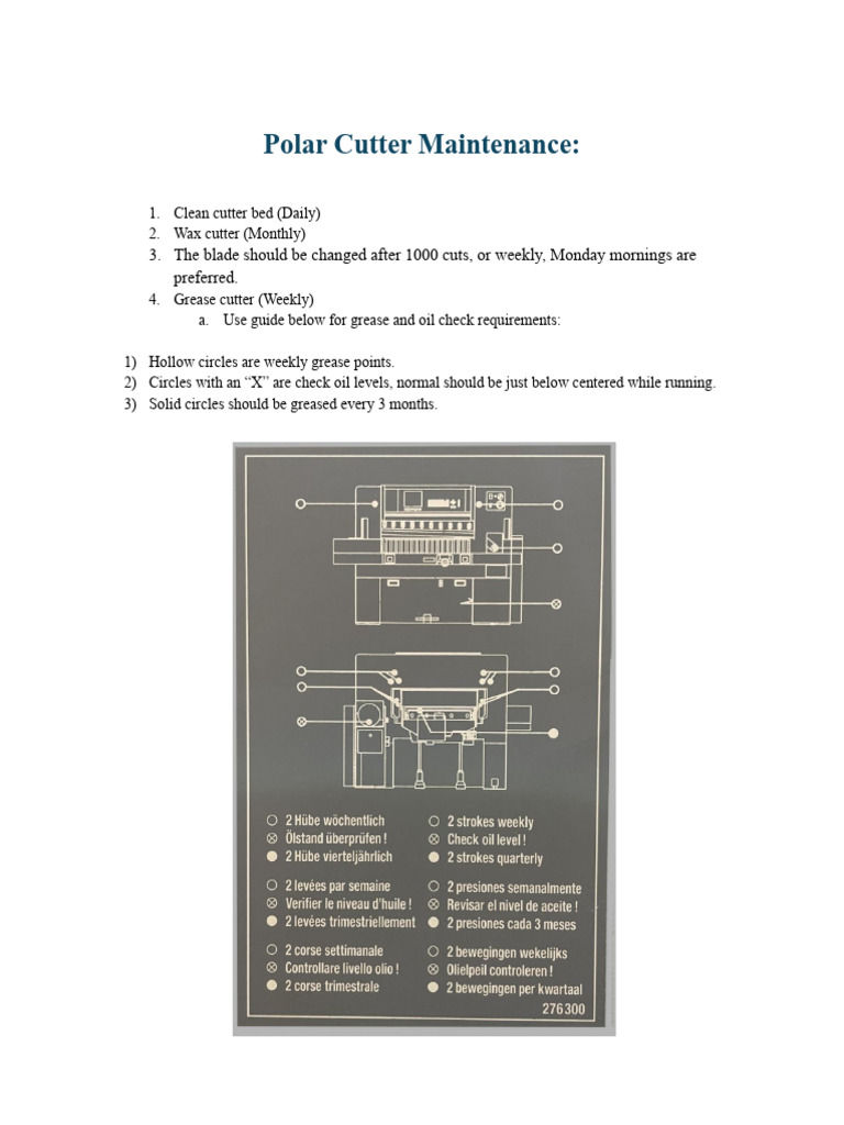 Polar Cutter Maintenance Guide | PDF