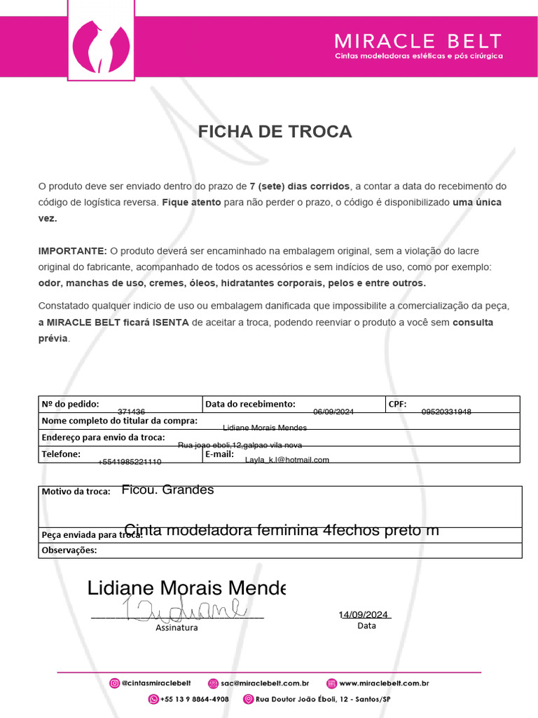 Ficha de Troca - 2022 (2) | PDF