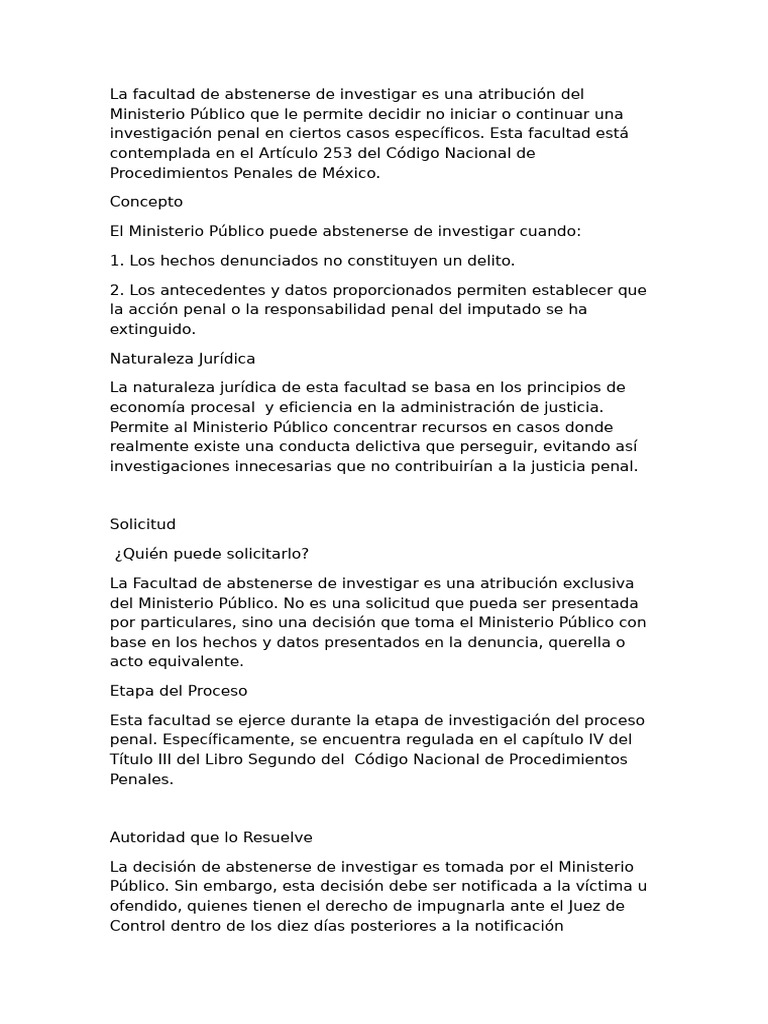 Facultad de Abstenerse de Investigar | PDF | Derecho penal | Queja