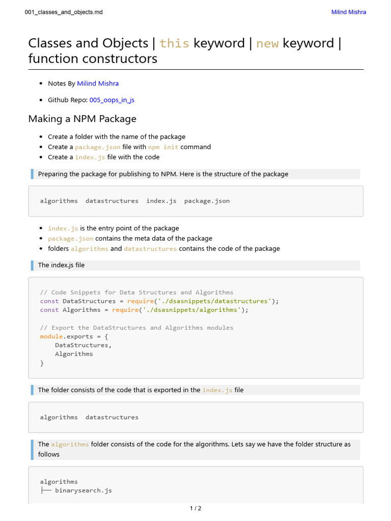 001_classes_and_objects | PDF | Software Development | Algorithms