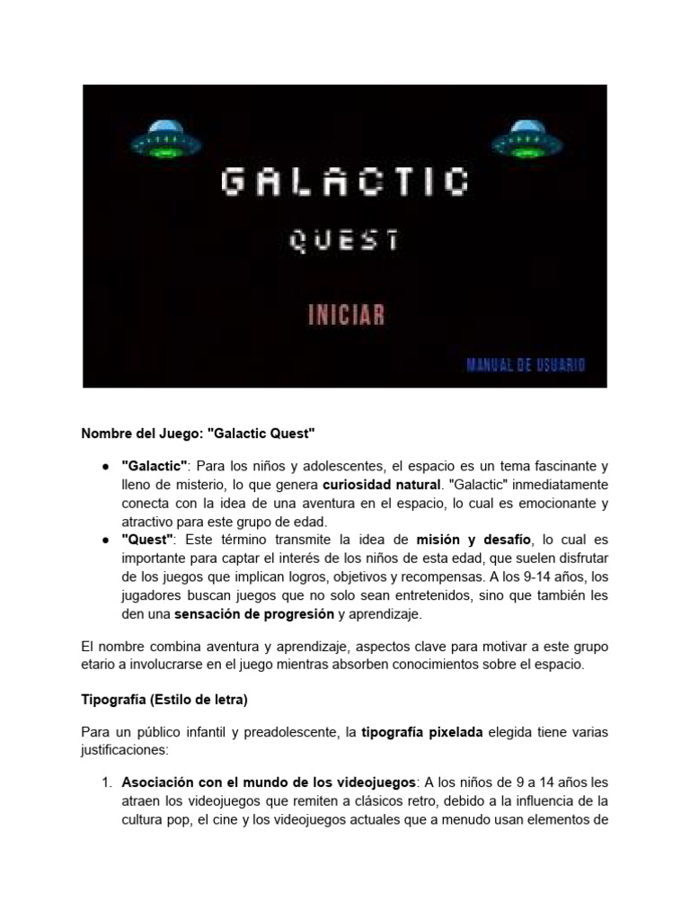Galactic Quest | PDF | Aprendizaje | Planetas