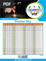 Answerkey Tallentex Class 7th Set 2 c4v1c1 | PDF
