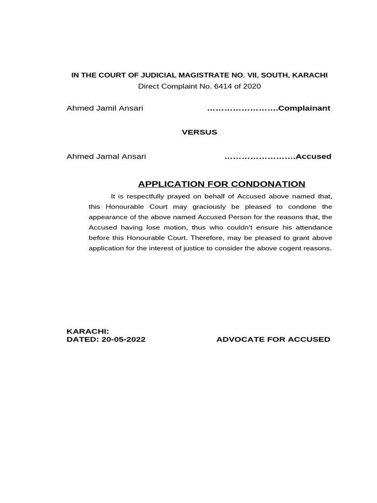 Application for Condonation 20.05.2022 | PDF