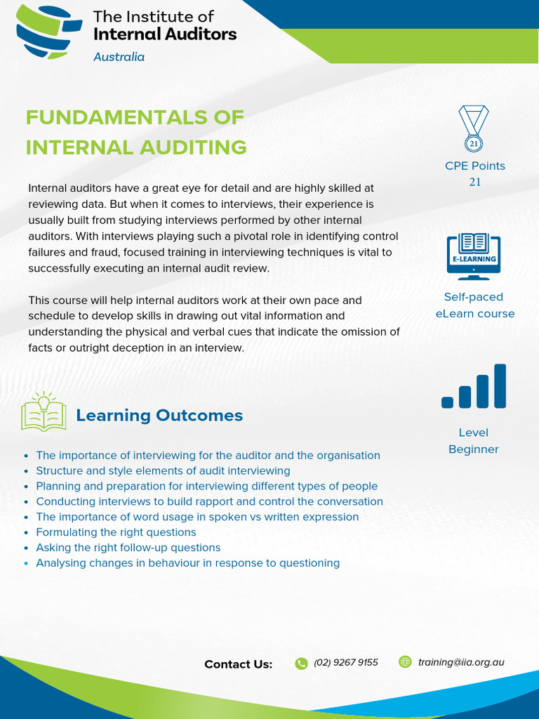 Fundamentals of Internal Auditing-Australia Flyer | PDF | Internal ...