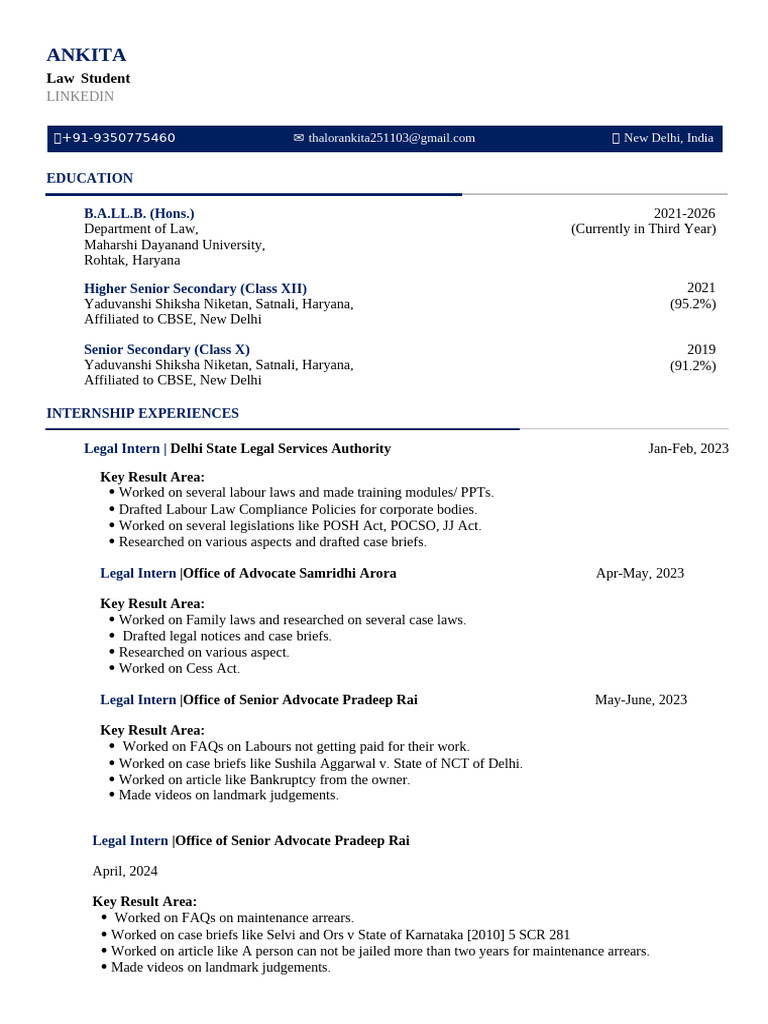 CV - Ankita Official.. | PDF | Justice | Crime & Violence