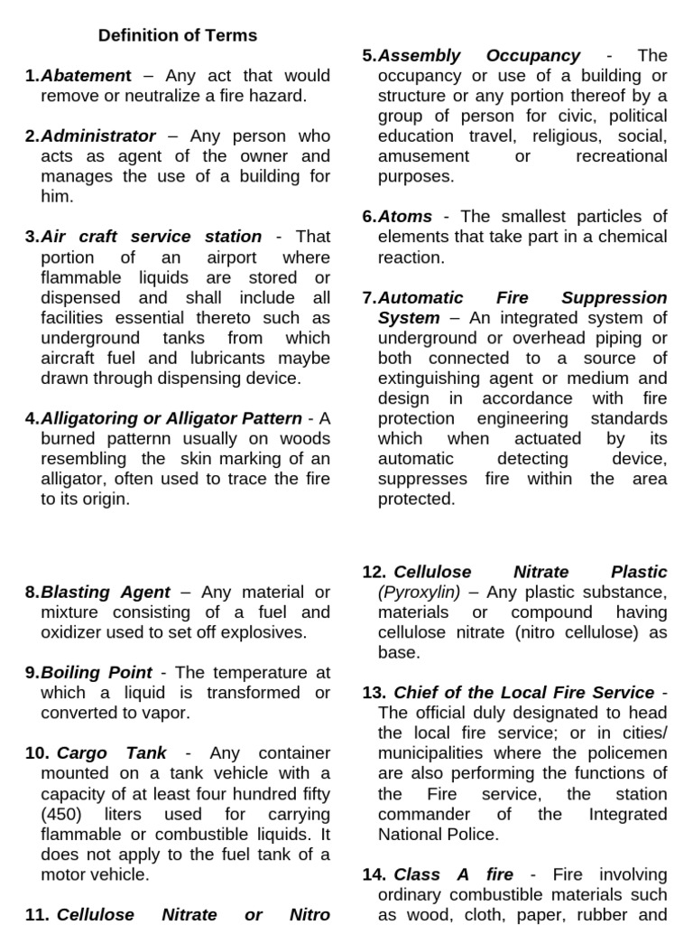 Fire Definition of Terms | PDF | Fires | Combustion