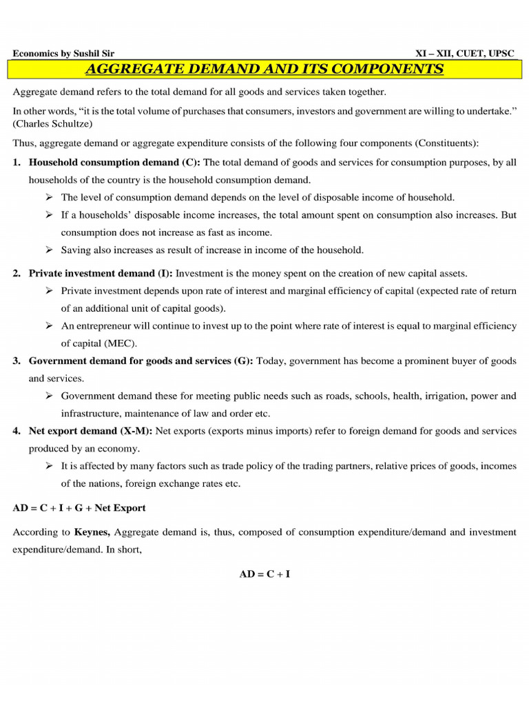 AGGREGATE DEMAND AND ITS COMPONENTS | PDF | Consumption (Economics) | Measures Of National ...