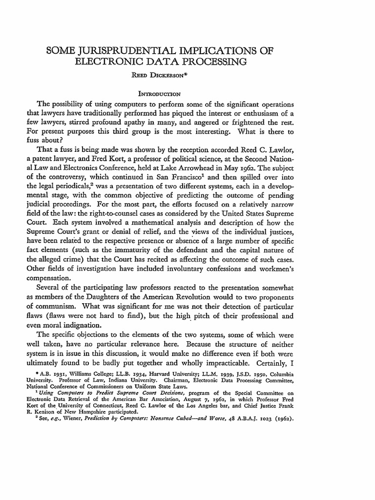 04 - Some Jurisprudential Implications of Electronic Data Processing ... 04 - Some Jurisprudential Implications of Electronic Data Processing ...