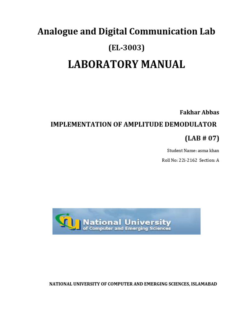 ADC Lab 07 2024 AM Demodulation Hardware | PDF | Detector (Radio) | Modulation