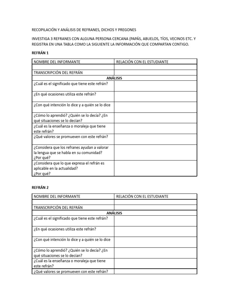 Recopilaci-N y An-Lisis de Refranes | PDF