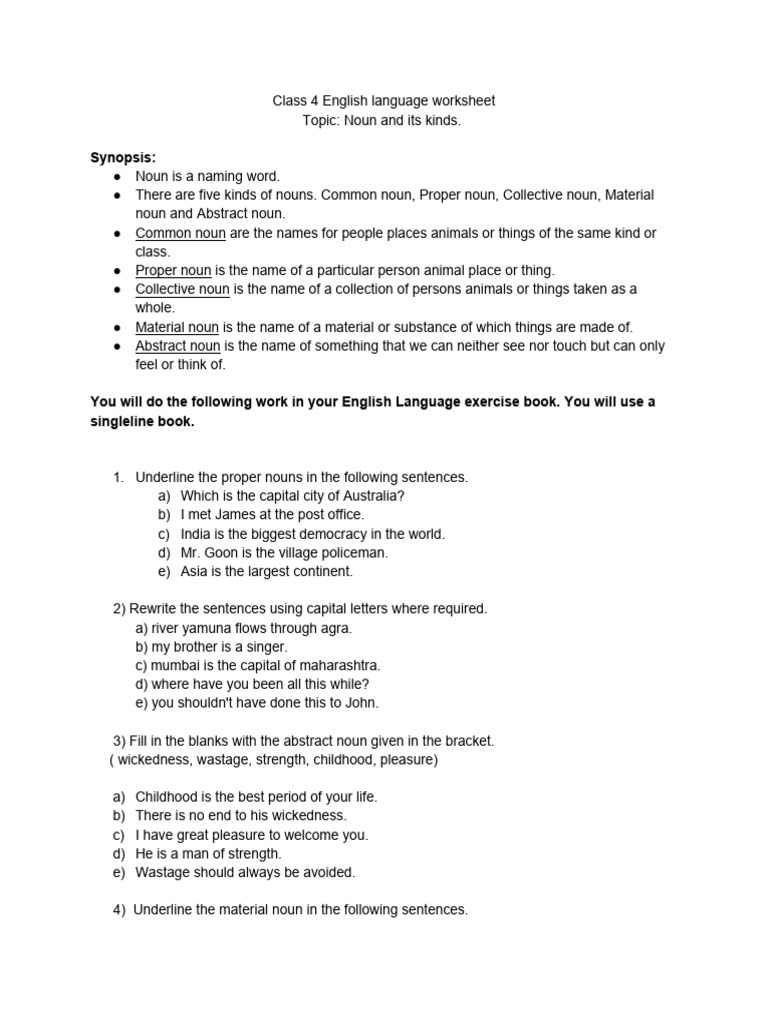 Class-4-English-language-worksheet | PDF