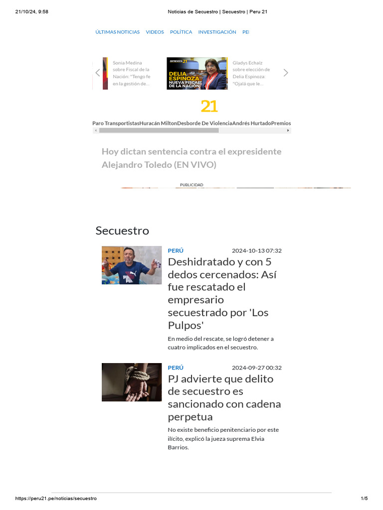 Noticias de Secuestro - Secuestro - Peru 21 | PDF | Secuestro | Perú