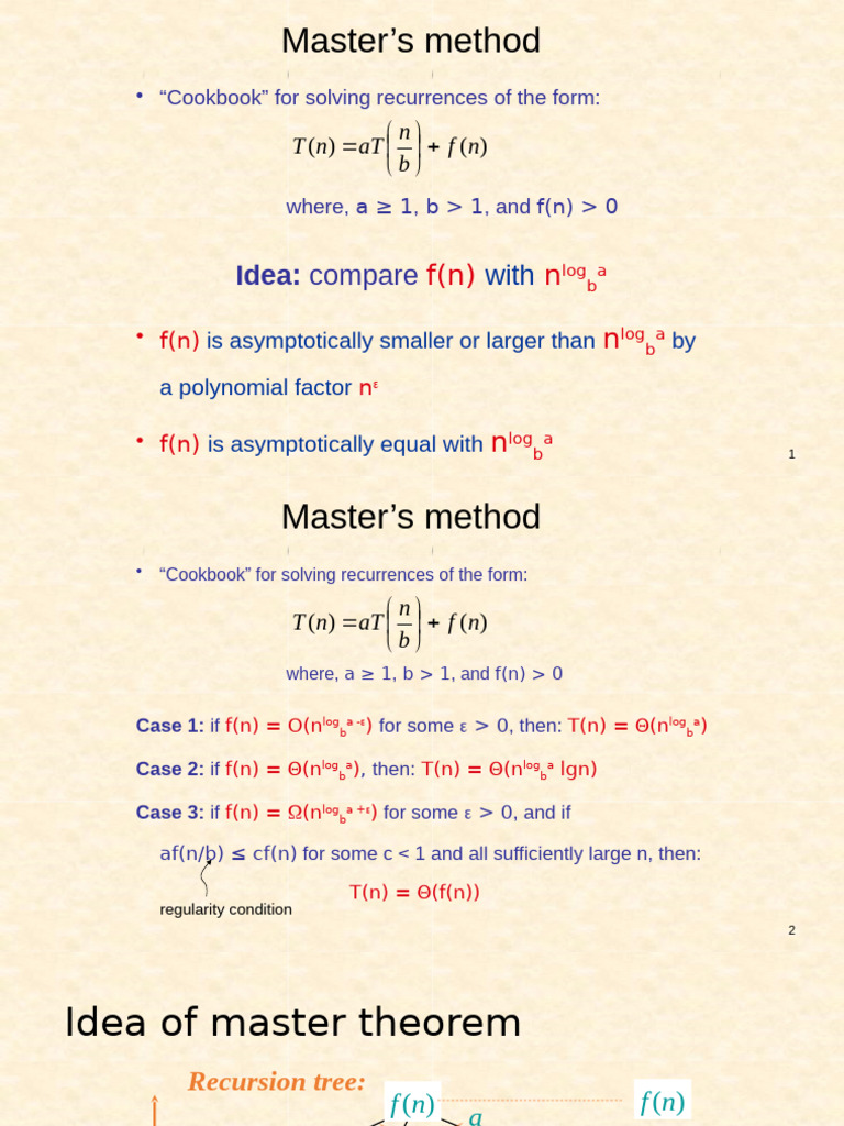 Master Theoram | PDF | Discrete Mathematics | Theoretical Computer Science