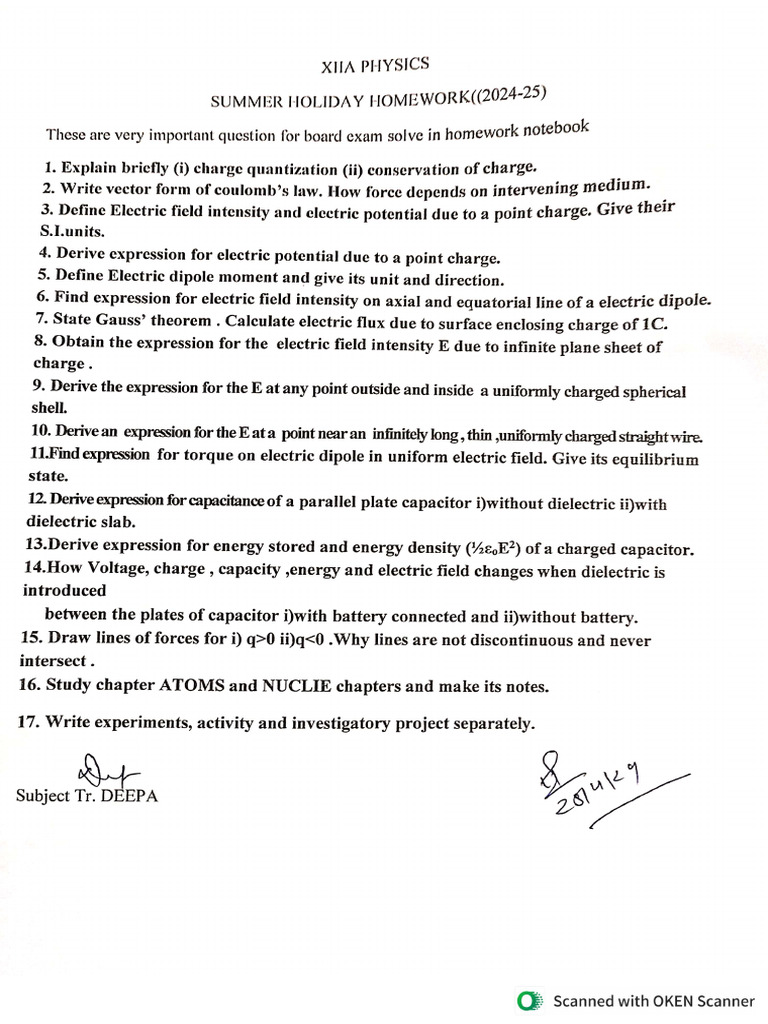 Phy Holiday HW | PDF