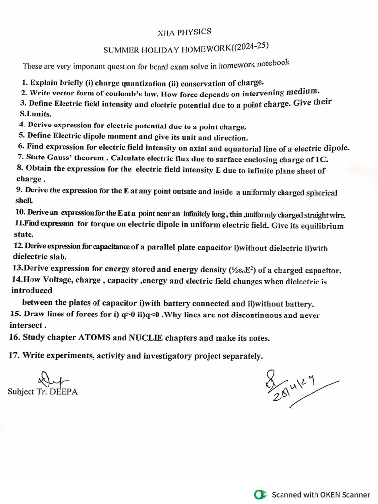 Phy Holiday HW | PDF