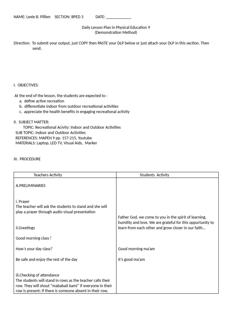 DLP - Demonstration Method | PDF | Recreation