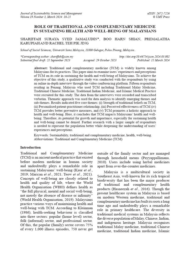 Role Of Traditional And Complementary Medicine Pdf Traditional