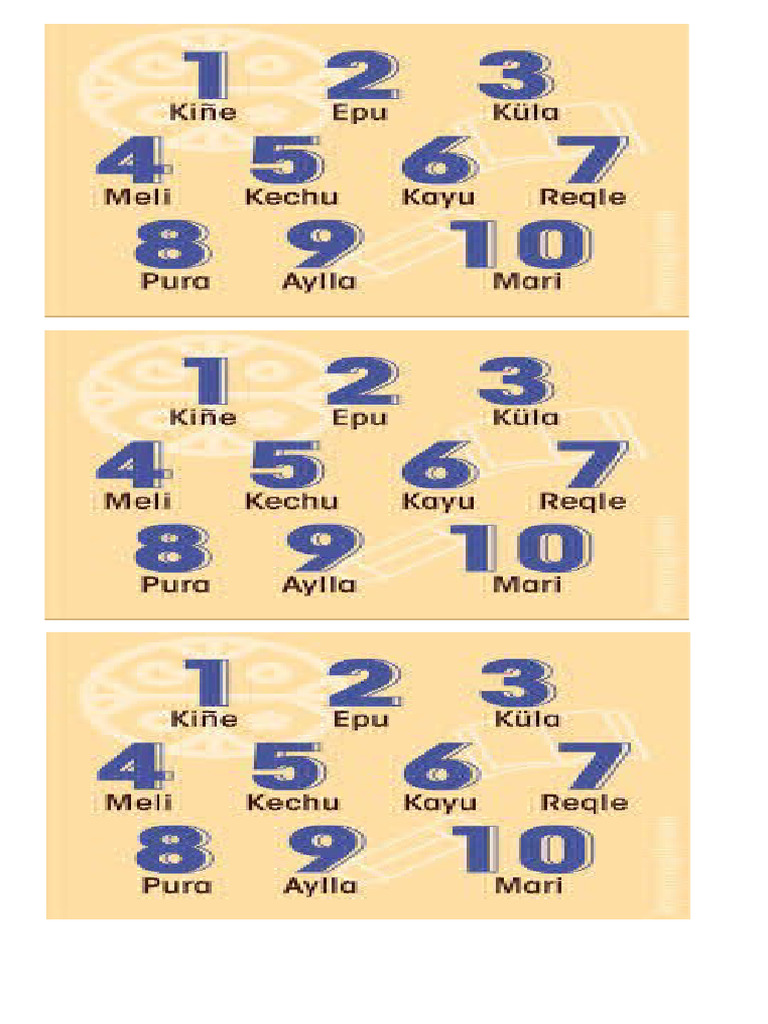 Los Numeros en Mapudungun | PDF