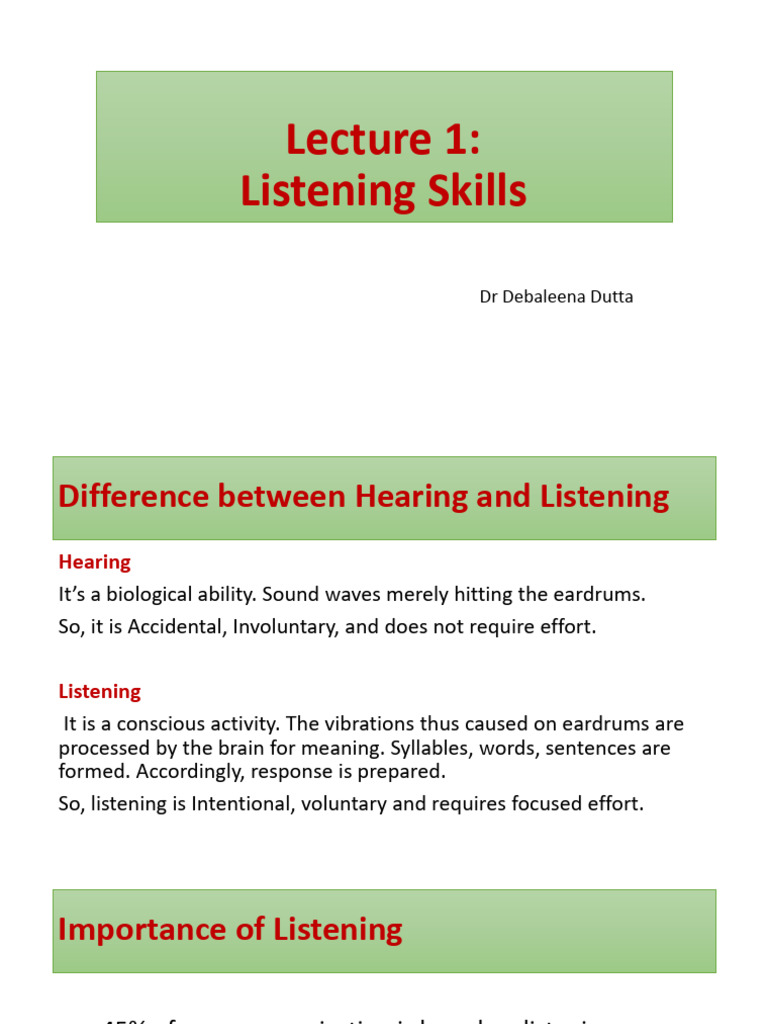 Listening Skills | PDF | Hearing | Nonverbal Communication