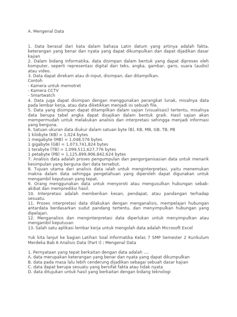 Mengenal Data untuk Siswa SMP | PDF